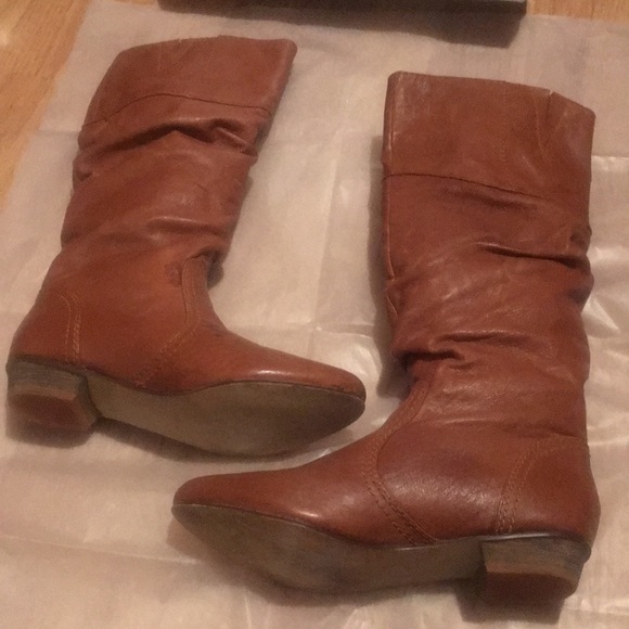 Steve Madden | Shoes | Steve Madden Slouch Cognac Leather Boots | Poshmark
